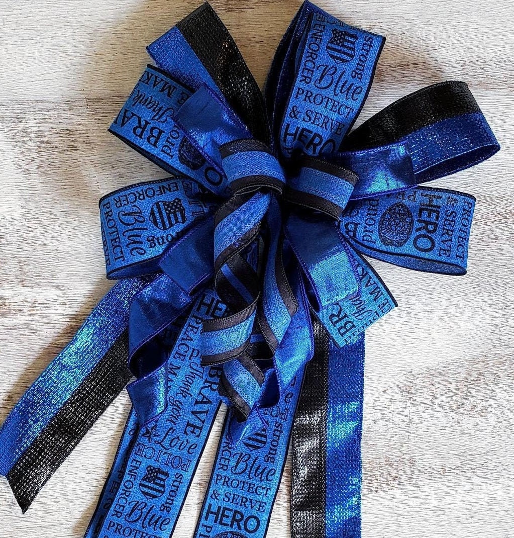 Police Bow Law Enforcement Bow Thin Blue Line Wreath Police | Etsy