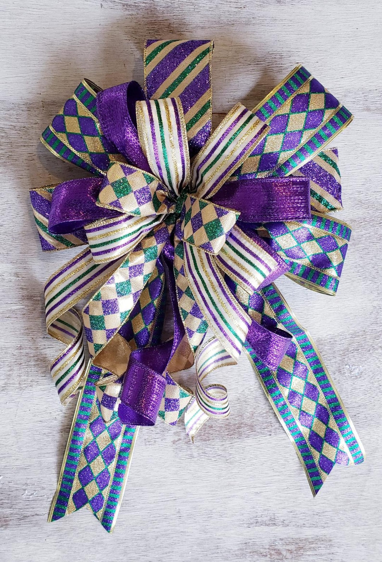 Mardi Gras Mask Bow Mardi Gras Bow Mardi Gras Decorations | Etsy
