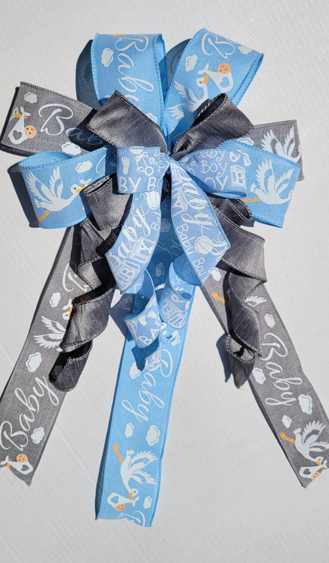Blue Gray Baby Gift Bow Shower Baby Blue Bow Baby Boy - Etsy