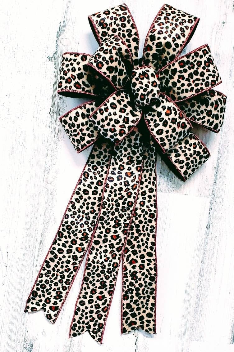 Cheetah print bow decor Animal Print Bow Leopard Black and | Etsy