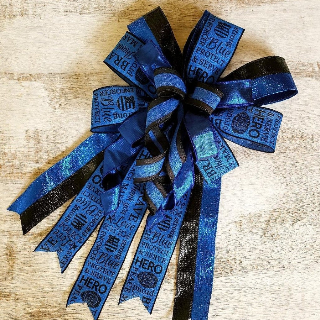 Police Bow Law Enforcement Bow Thin Blue Line Wreath Police | Etsy
