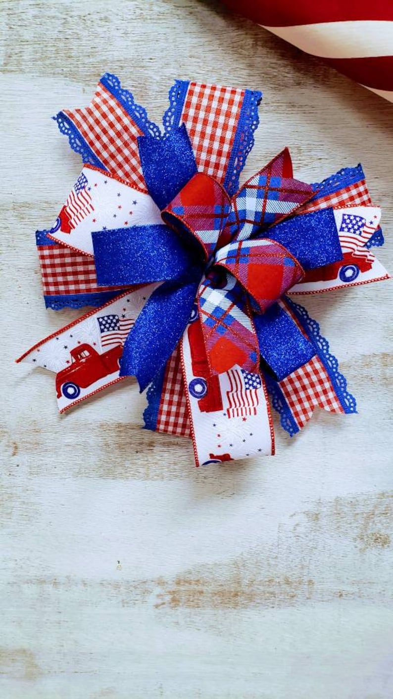 Bows Americana Stars and Stripes Bow Red White Blue Bow - Etsy