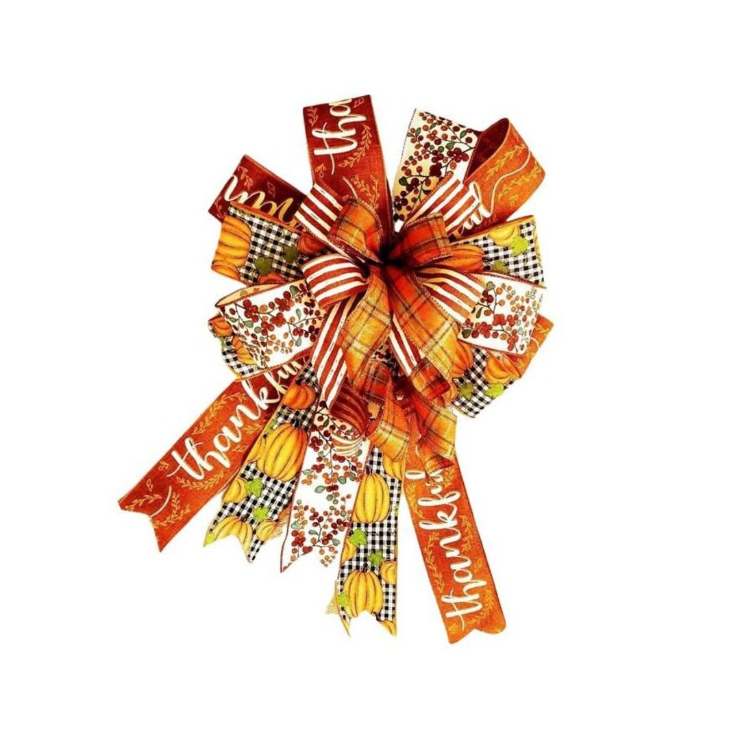 Fall Mailbox Bow Autumn Wreath Wired Bow Pumpkin Bow Bow - Etsy