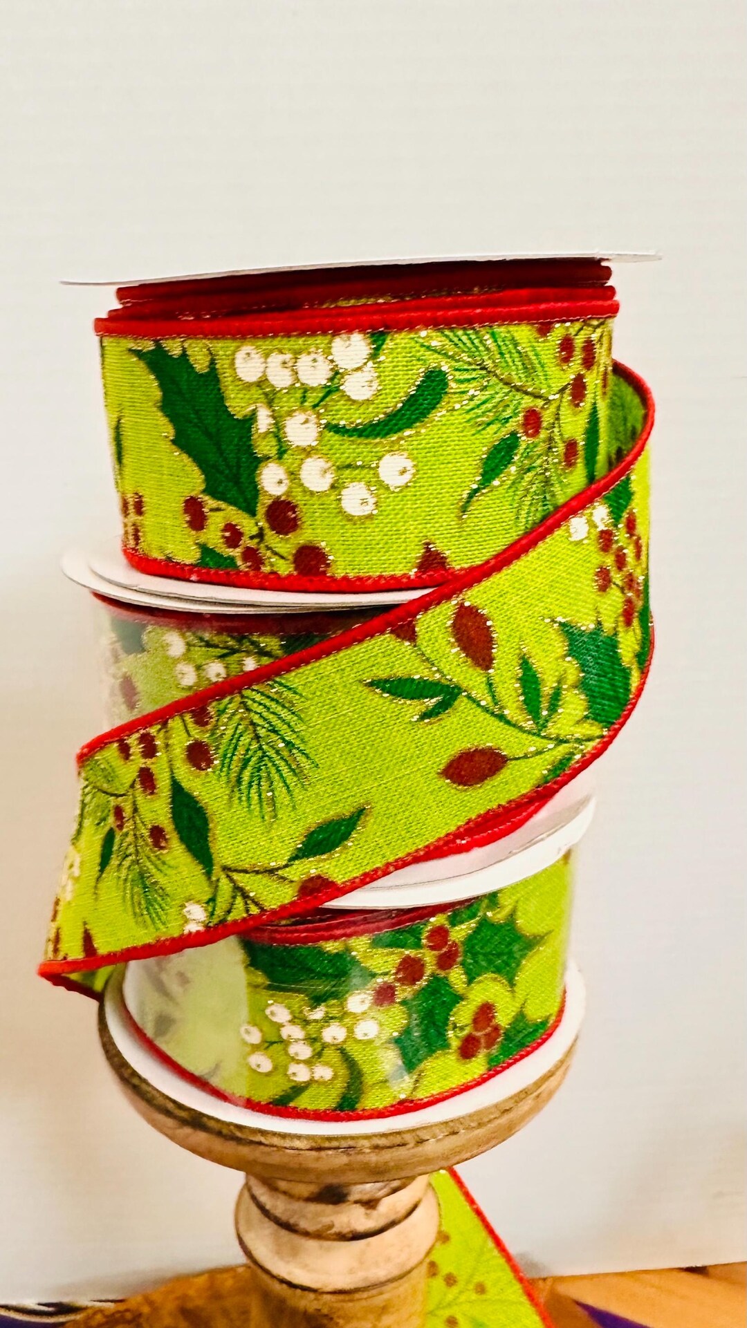 Holiday 1.5 Wide, Shimmer Green and Red Wired Ribbon, Christmas Ribbon ...