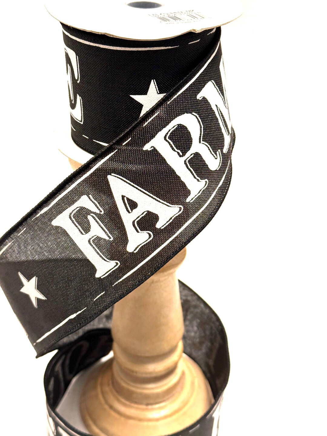 Farmhouse Southern Ribbon, Black and White Farmhouse Word Ribbon, Wired ...