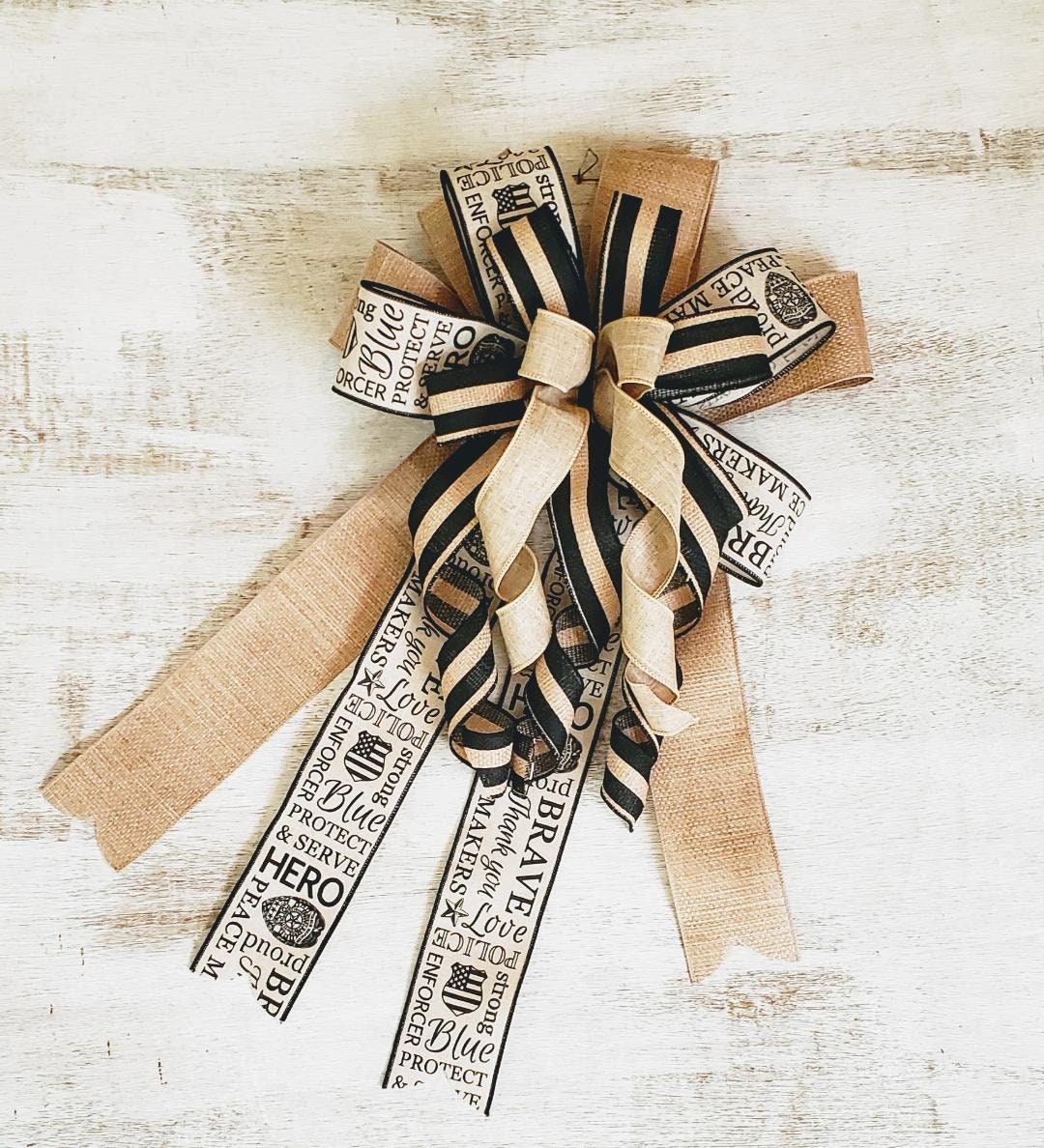 Police Bow Law Enforcement Bow Thin Line Wreath Police - Etsy