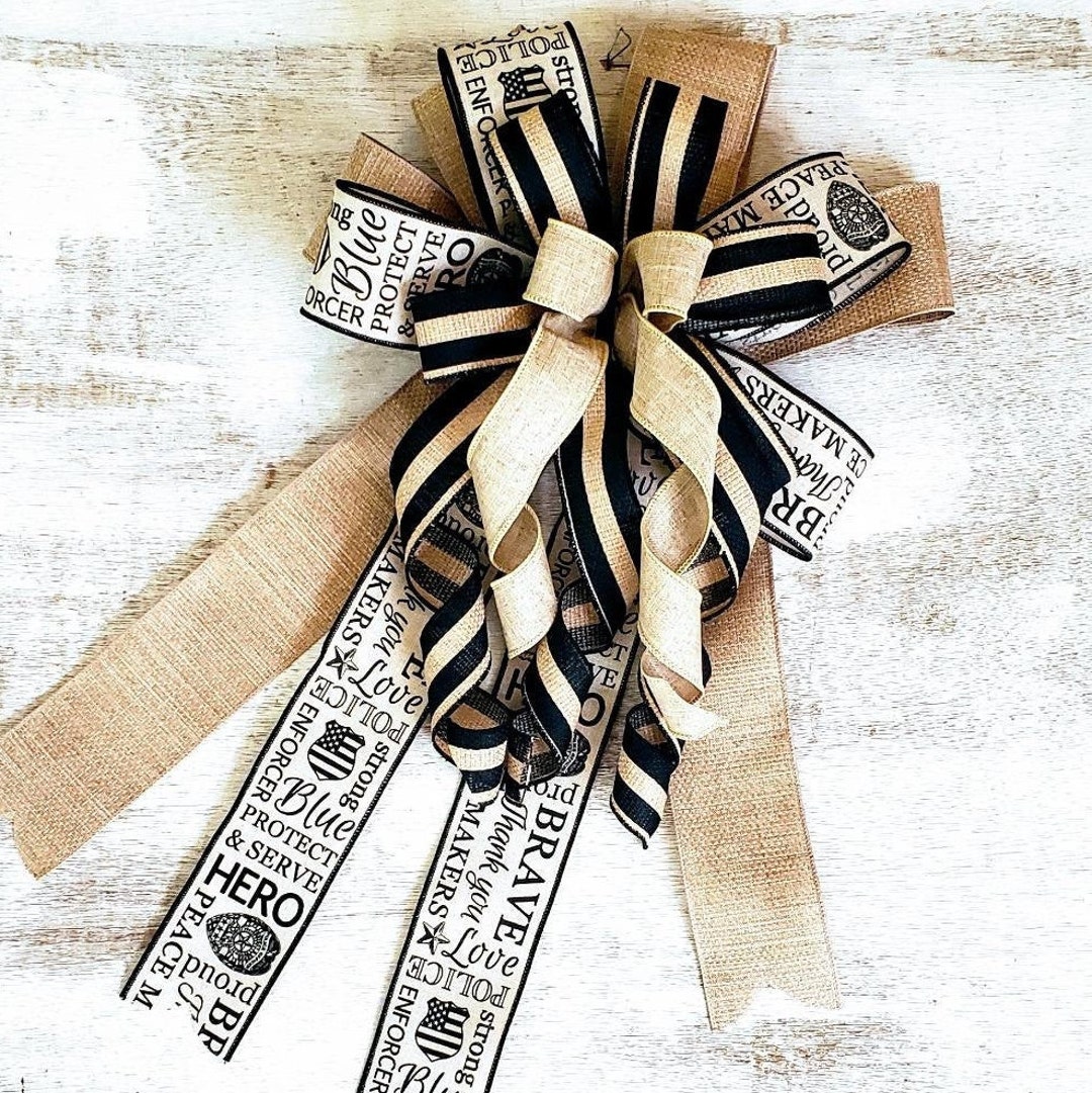 Police Bow, Law Enforcement Bow, Thin Line Wreath, Police Appreciation ...