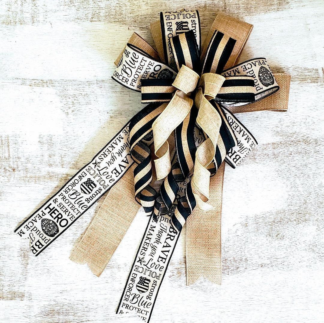 Police Bow Law Enforcement Bow Thin Line Wreath Police - Etsy