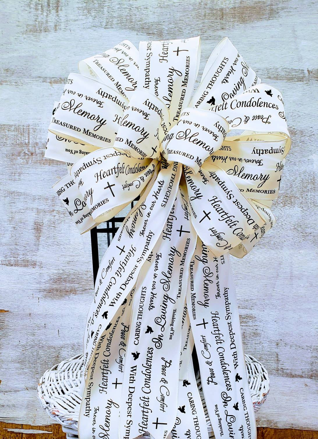 Church In Loving Memory Bow Large white Dove Bow Cemetery | Etsy