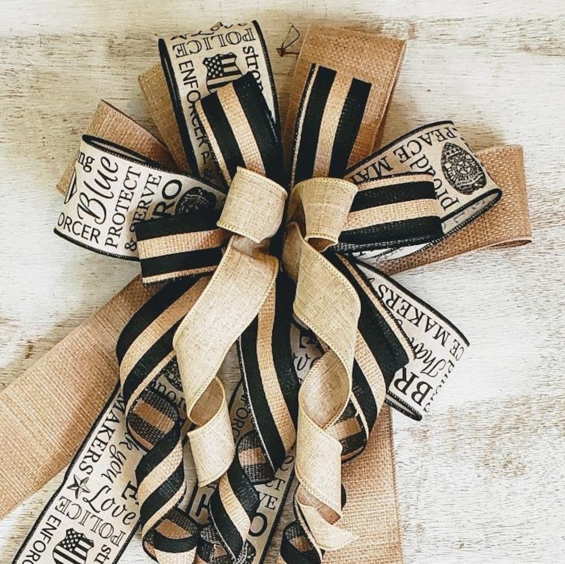 Police Bow, Law Enforcement Bow, Thin Line Wreath, Police Appreciation ...