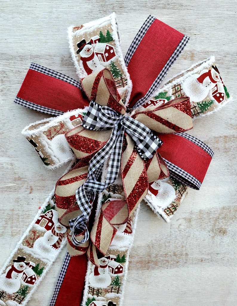 Southern Snowman Bow Farmhouse Country Bow Rustic Barn - Etsy