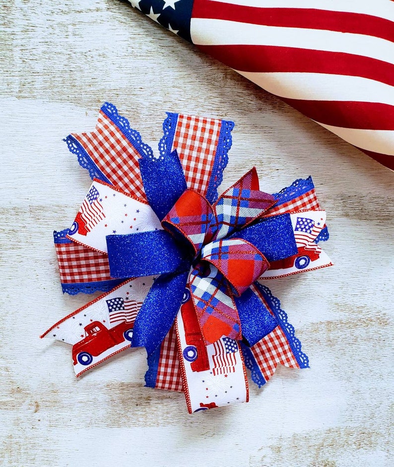 Bows Americana Stars and Stripes Bow Red White Blue Bow - Etsy