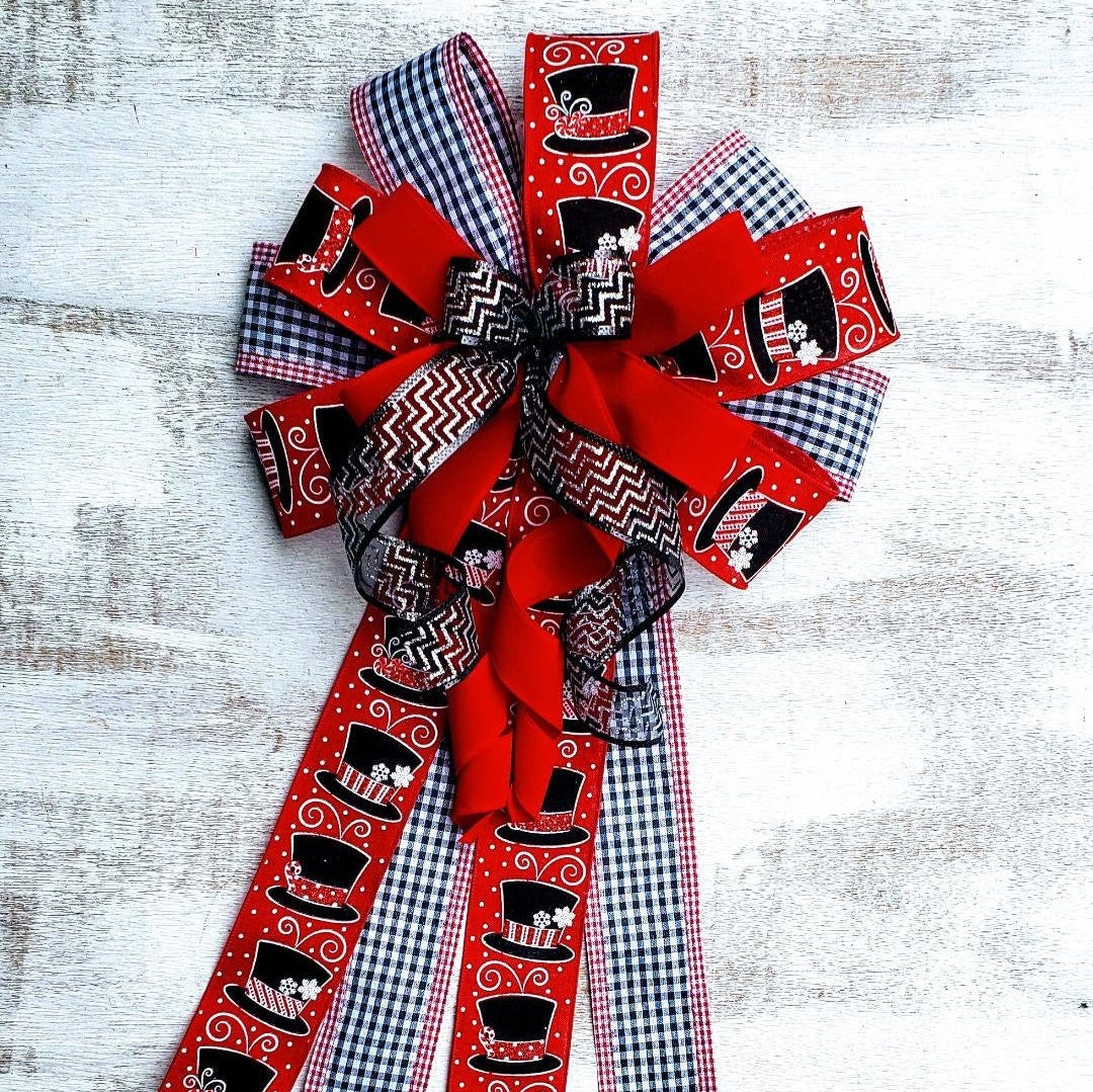 Frosty the Snowman Bow Snowman Hat Bow Gingham Check Red | Etsy