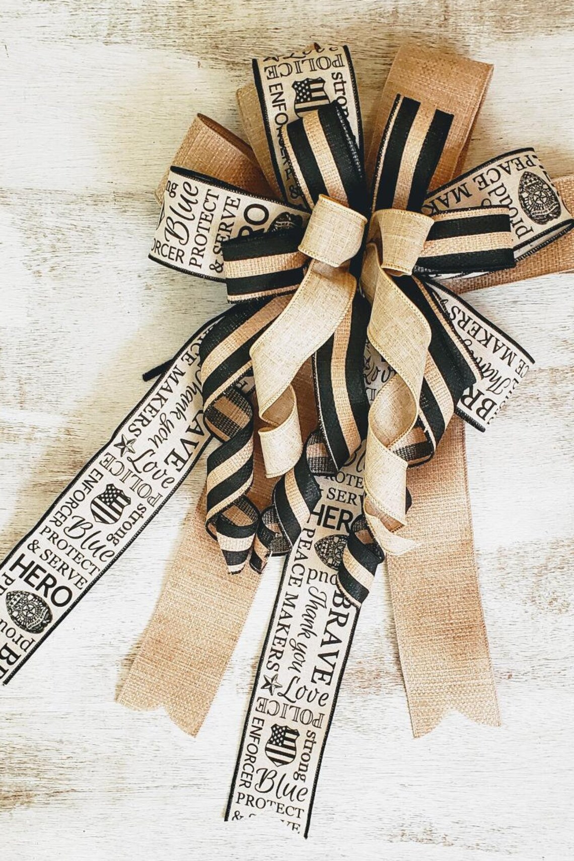 Police Bow, Law Enforcement Bow, Thin Line Wreath, Police Appreciation ...