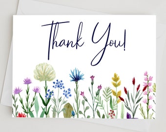 Wildflower Thank You Card Instant Download. - Etsy