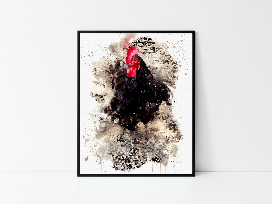 Watercolor Rooster Print, Chicken Art, Abstract Rooster Print, Chicken ...