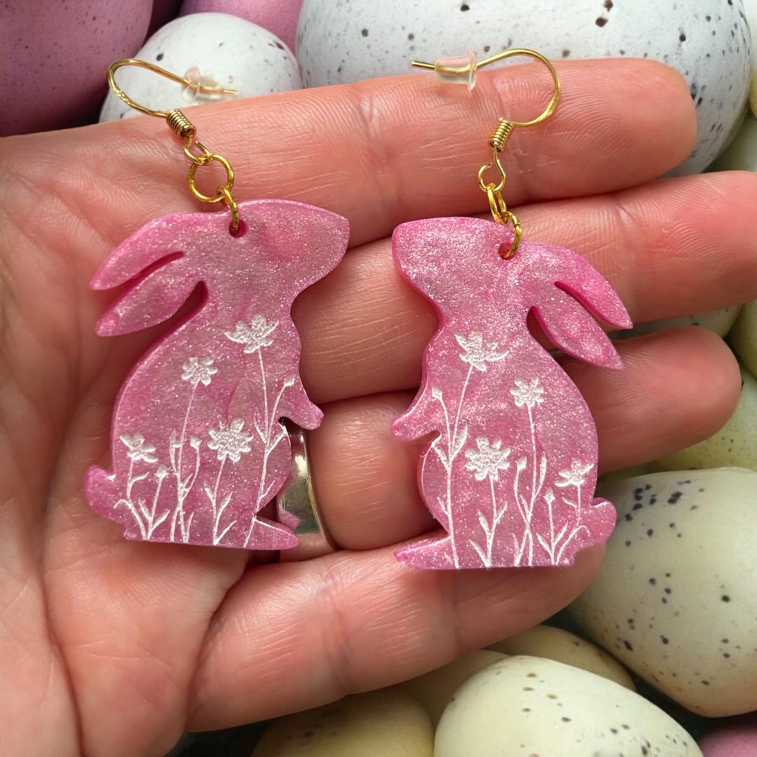 Handmade Easter Bunny Earrings, Rabbit Earrings, Resin Easter Earrings - Etsy