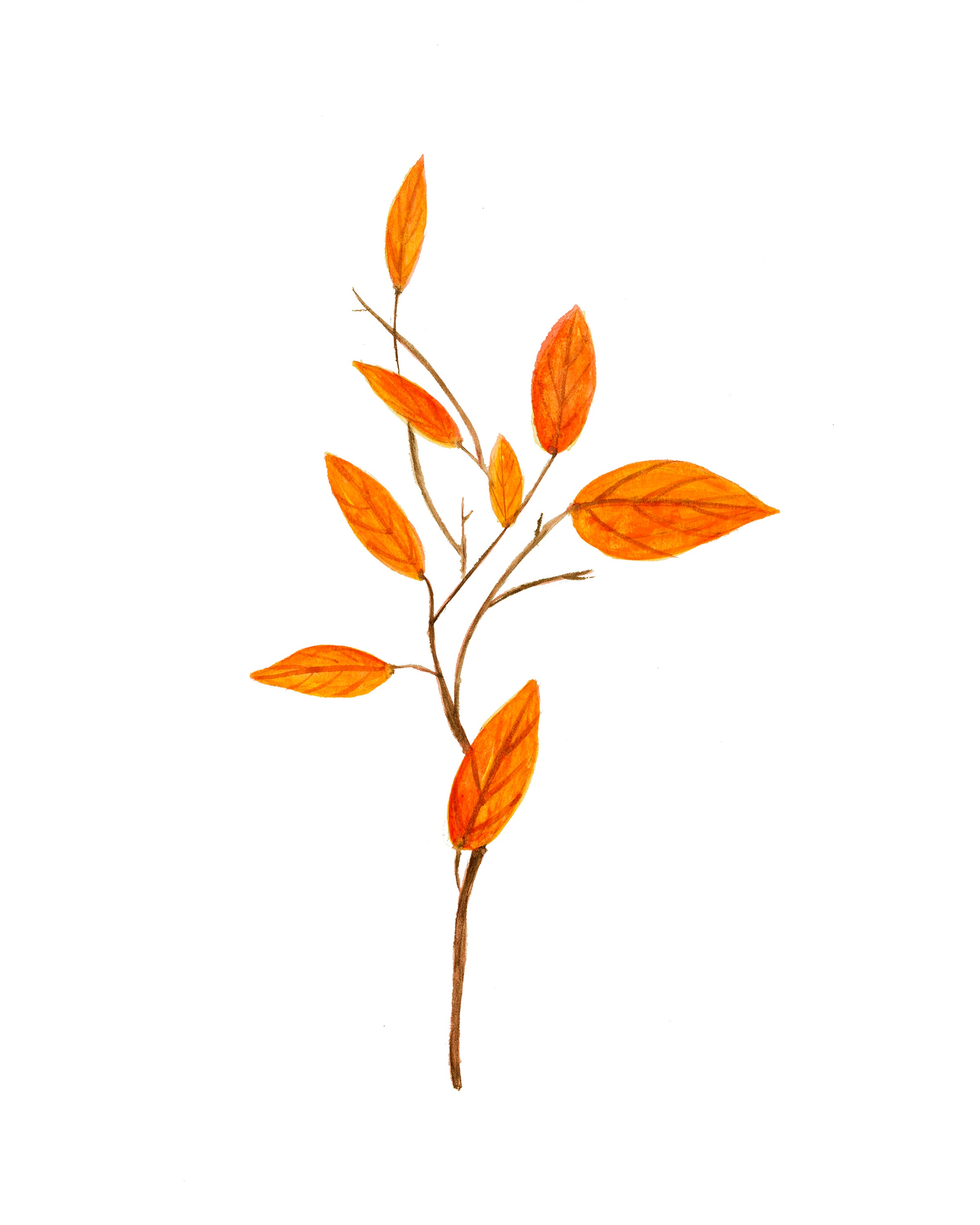 Orange Leaves Printable Autumn Leaves Print Set of Three | Etsy