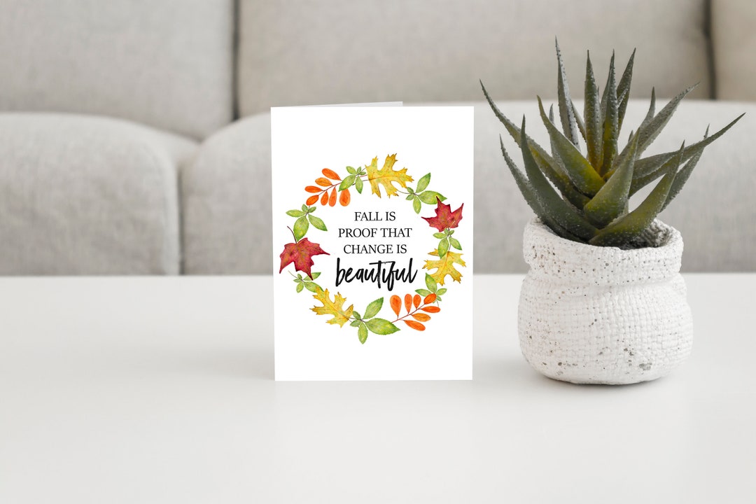 Leaf Card, Printable Encouragement Card, Fall Card, Thank You Card ...