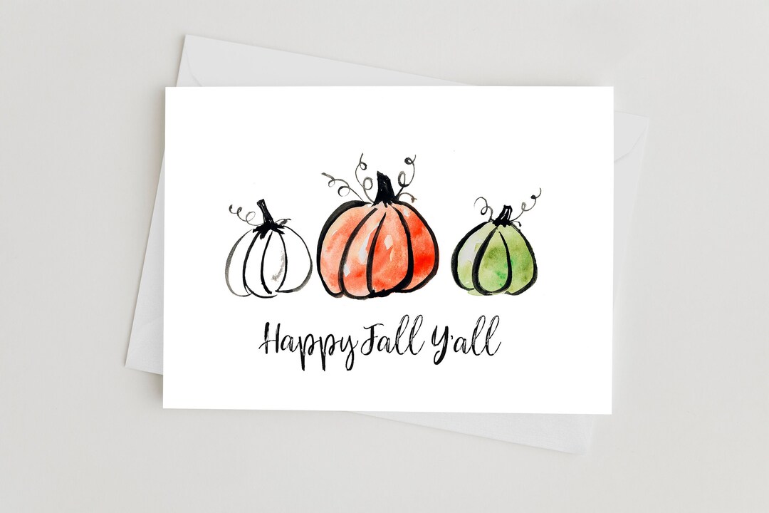 Happy Fall Y'all Printable Card, Pumpkin Card, Halloween Printable ...