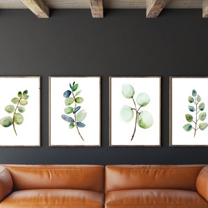 Set of 4 Eucalyptus Prints, Watercolor Eucalyptus Prints, Eucalyptus ...