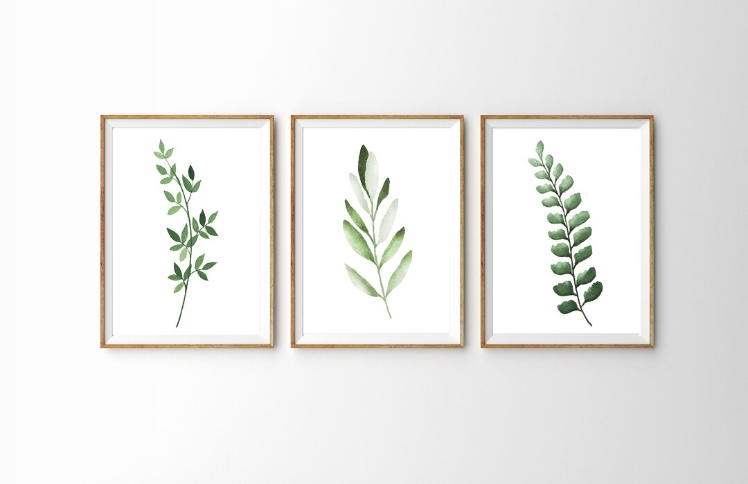 3 Botanical Prints, Printable Set of 3 Watercolor Botanical Prints ...