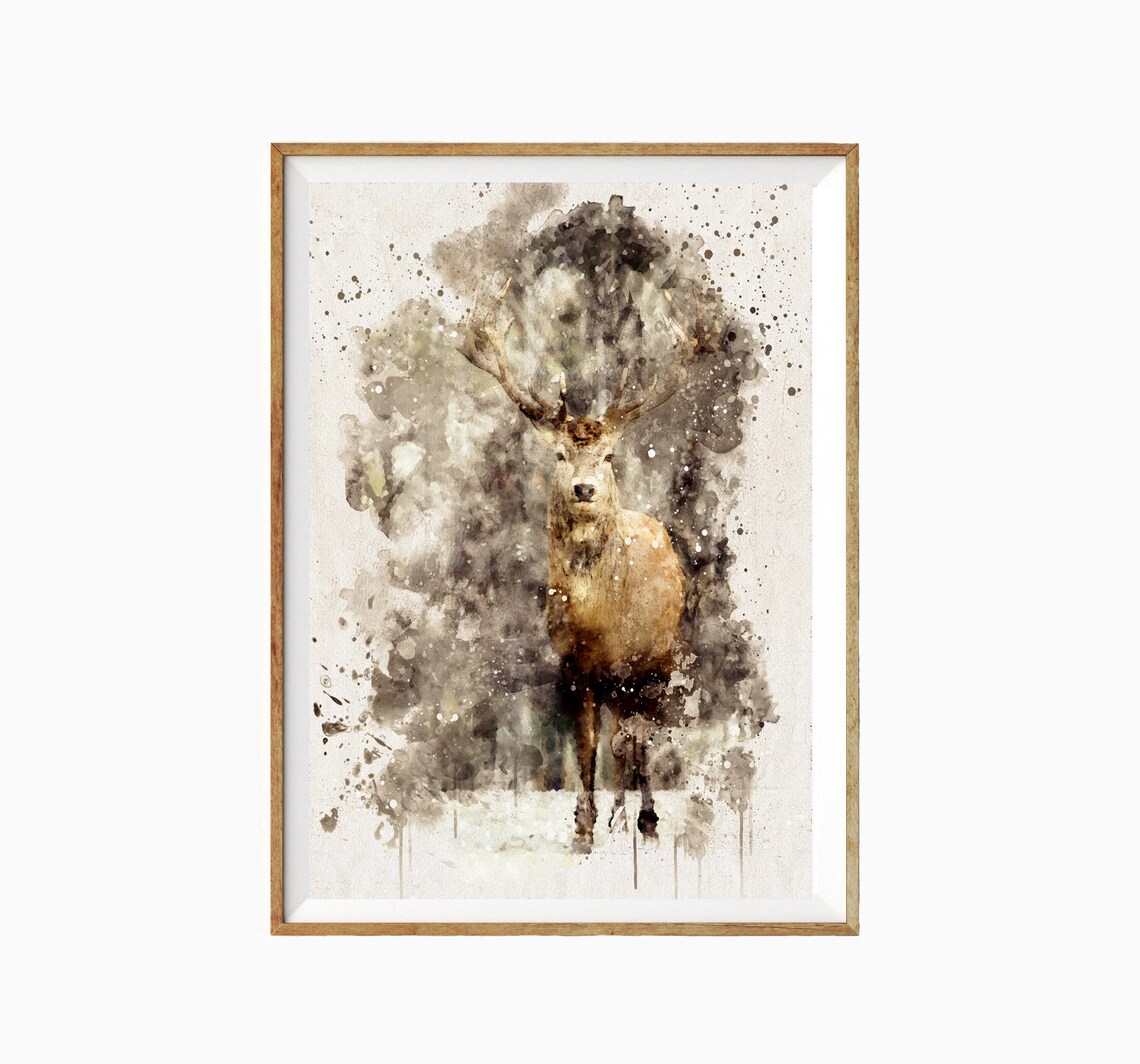 Watercolor Buck Print Deer Art Abstract Deer Print Deer Art | Etsy