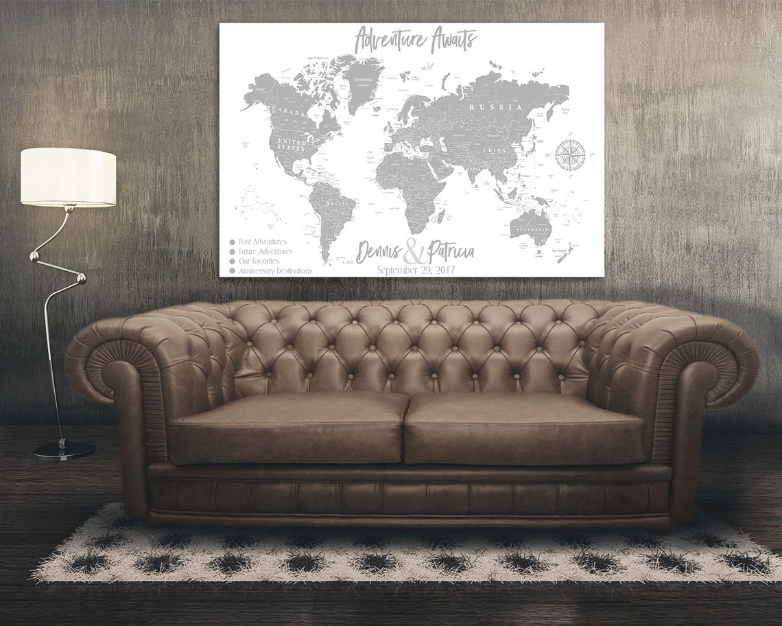 Personalized Pushpin Map Detailed World Map Push Pin Map | Etsy