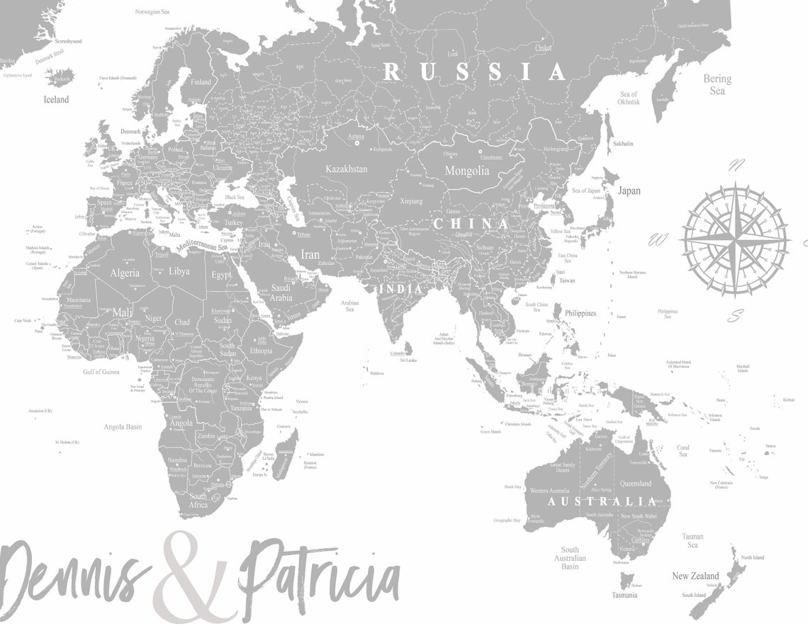 Personalized Pushpin Map Detailed World Map Push Pin Map | Etsy