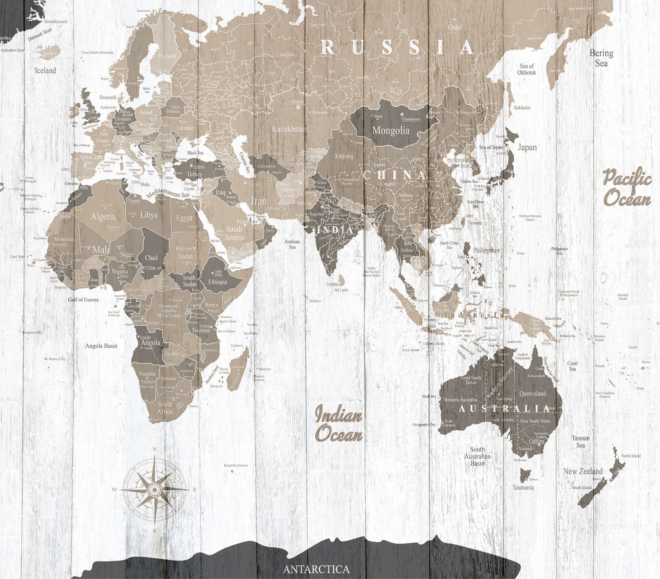 Map of the World World Map Poster Detailed World Map Travel - Etsy