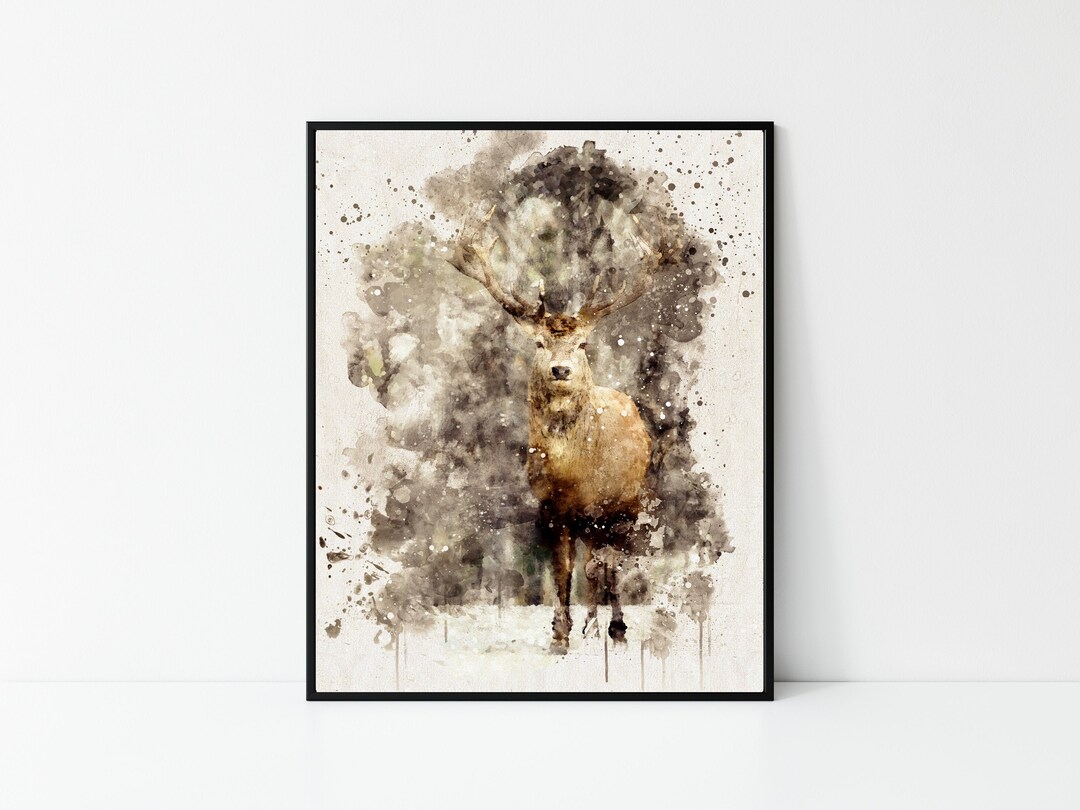 Watercolor Buck Print, Deer Art, Abstract Deer Print, Deer Art Print ...