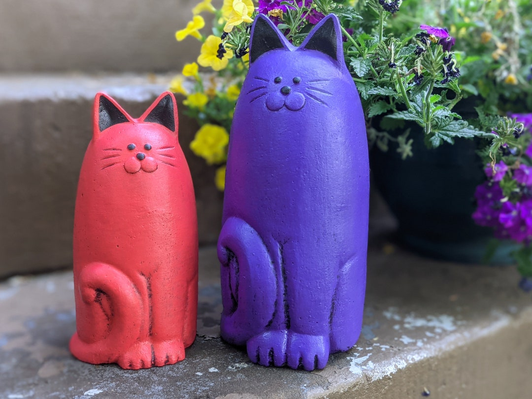 Cat Garden Statues: Custom Color Cast Stone Cat Decor - Etsy