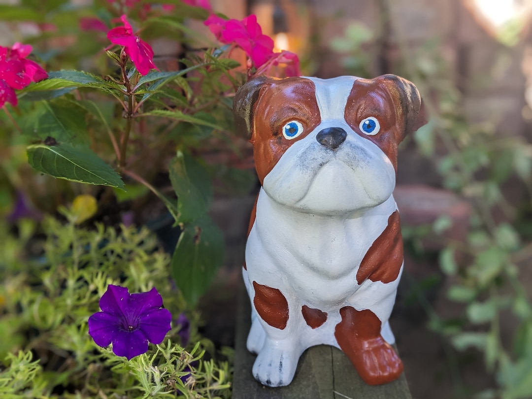 Hand-painted Bulldog Garden Statue - Indoor/outdoor Pet Memorial Decor ...