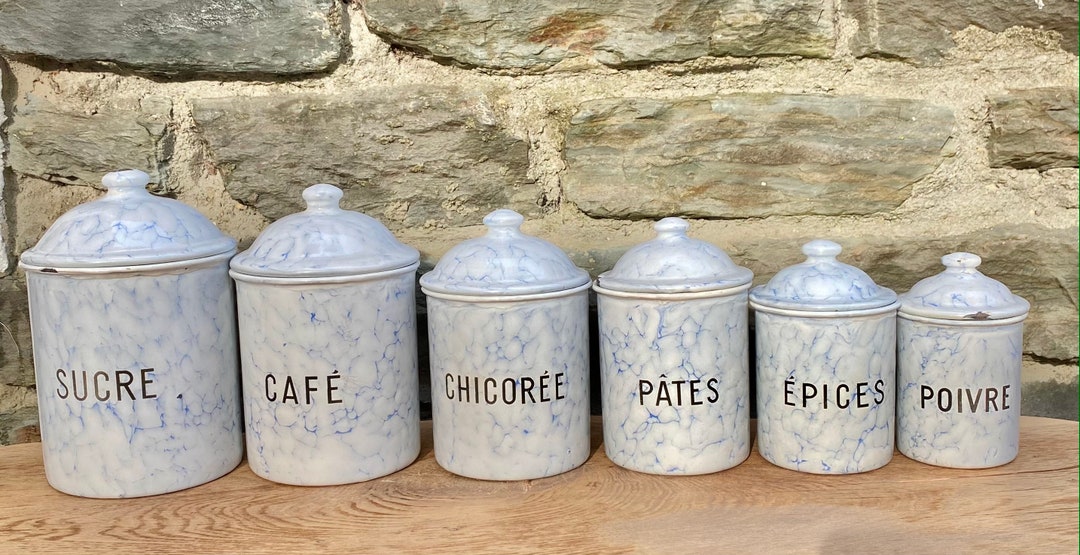 Set of 6 Enamel Nesting Canisters 1950s, Enamel Spice Pots - Etsy