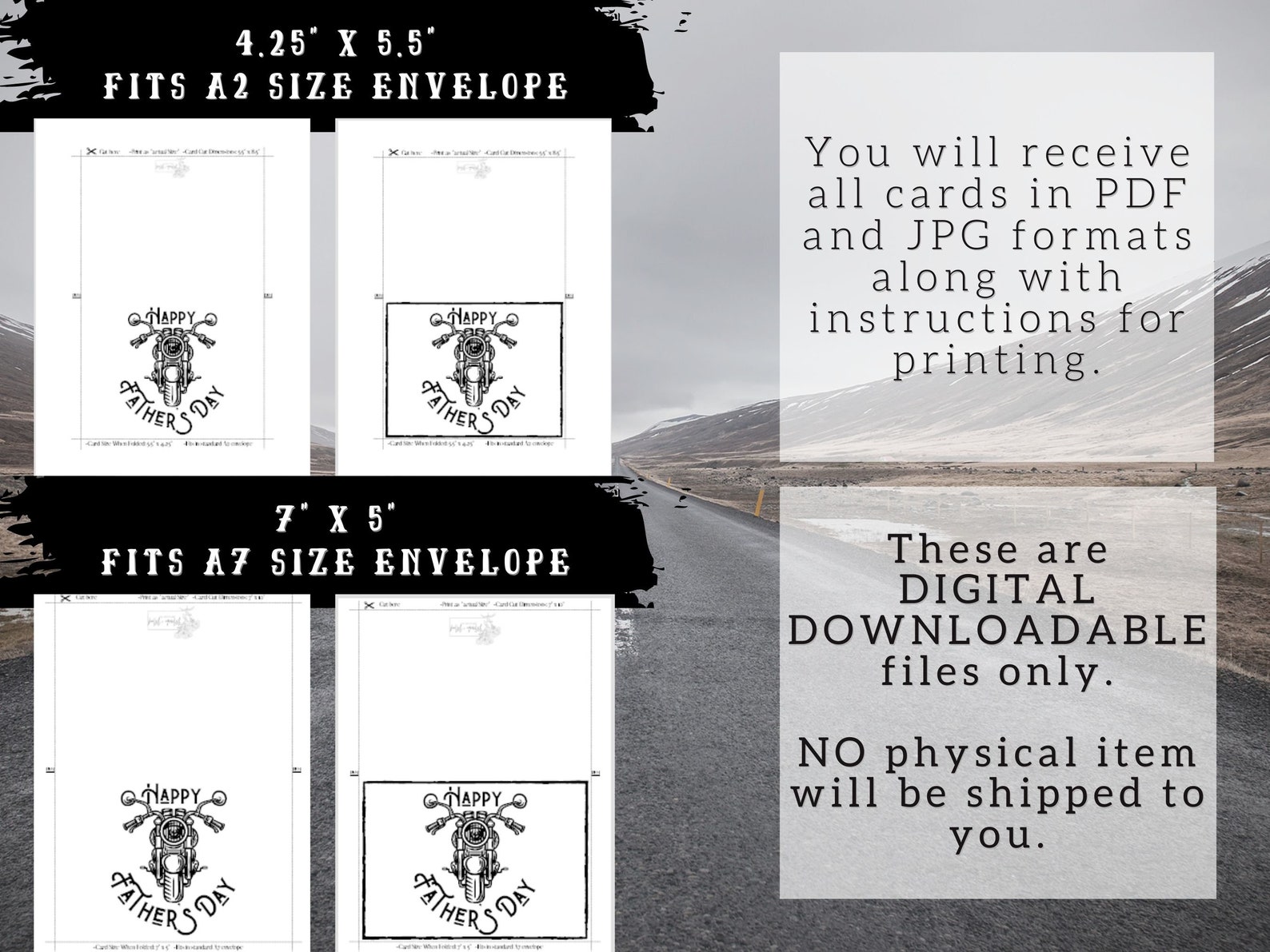 Printable Motorcycle Fathers Day Card A2/A7 - Fathers Day / Fathers Day ...