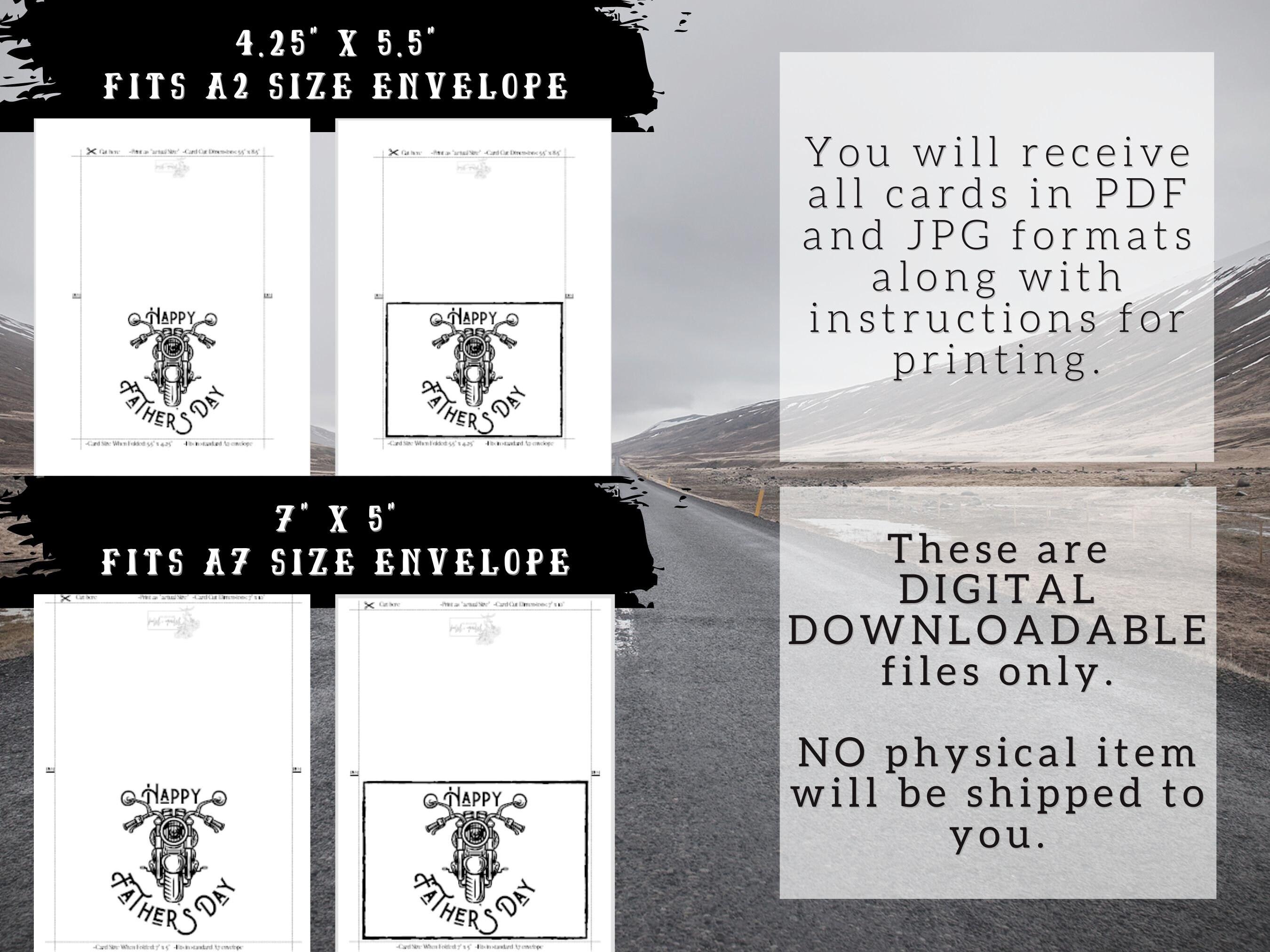 Printable Motorcycle Fathers Day Card A2/A7 - Fathers Day / Fathers Day ...