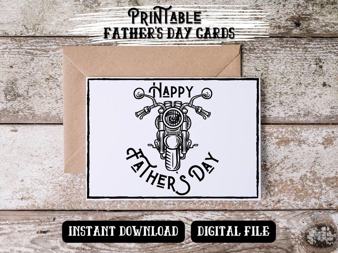 Printable Motorcycle Fathers Day Card A2/A7 - Fathers Day / Fathers Day ...