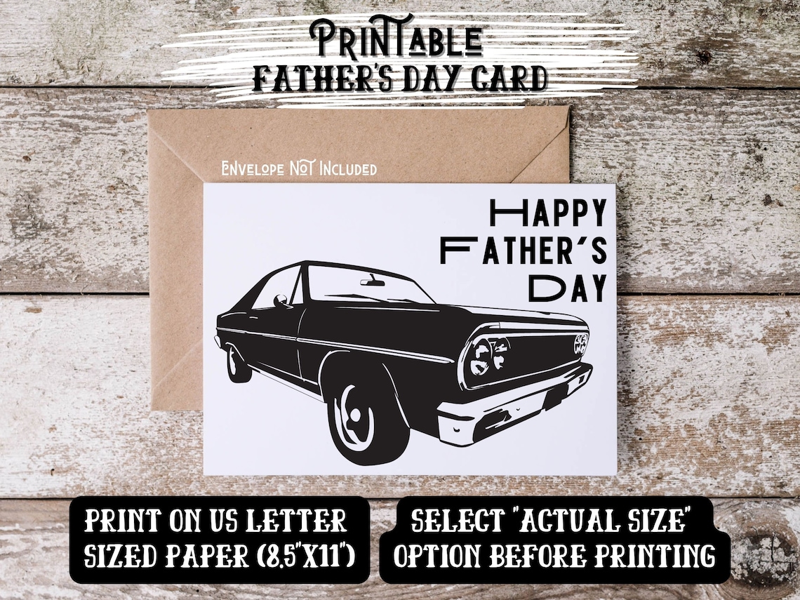 Printable Classic Car Fathers Day Card A2 / A7 - Foldable Card ...
