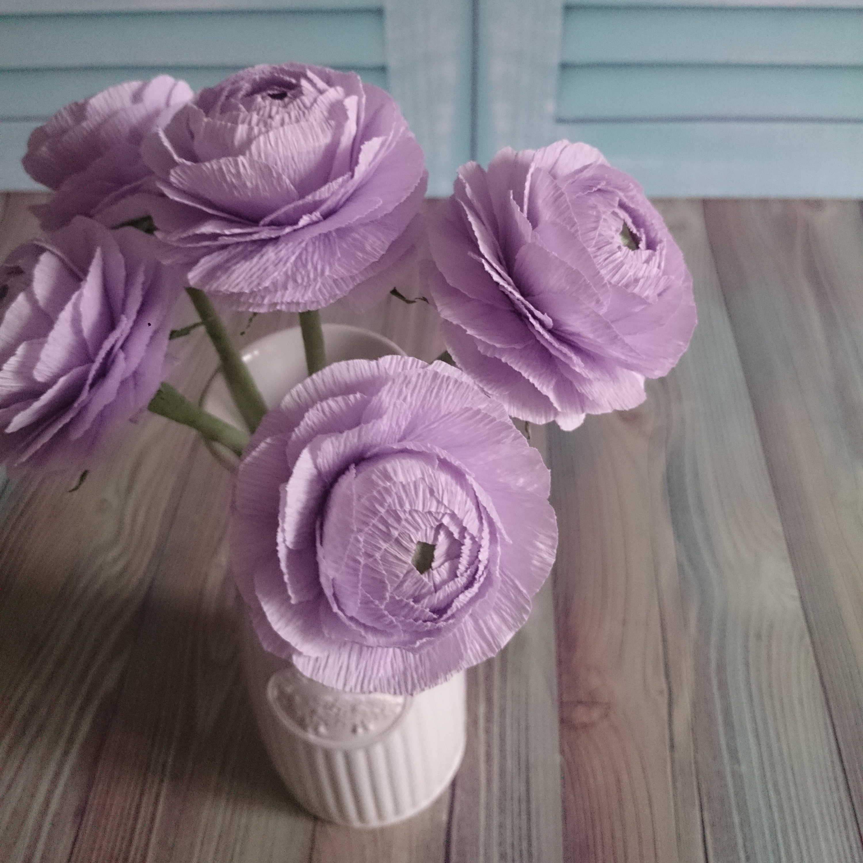 Fake Lilac Paper Ranunculus Wedding Paper Flower Bouquet Crepe | Etsy
