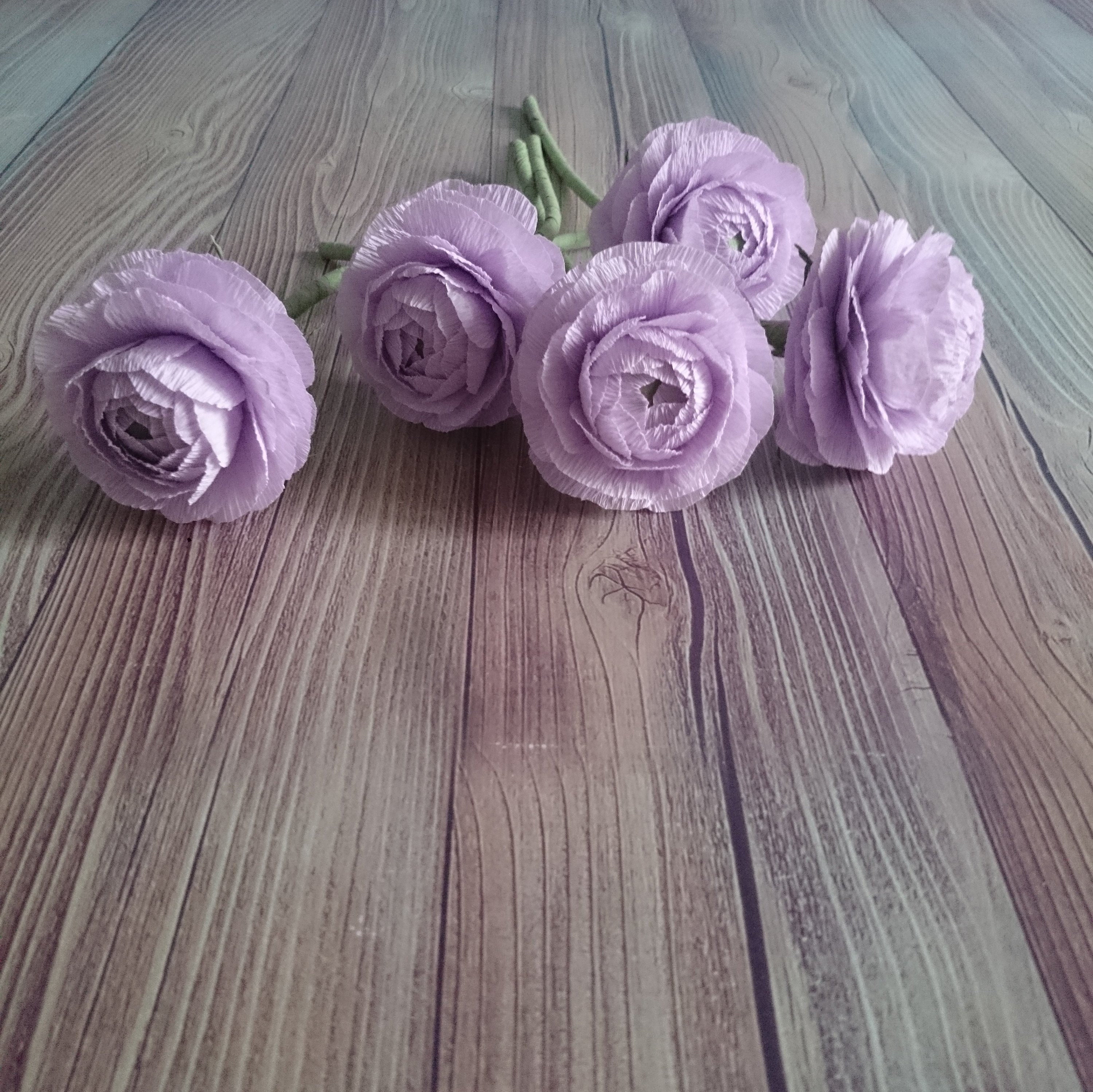 Fake Lilac Paper Ranunculus Wedding Paper Flower Bouquet Crepe | Etsy