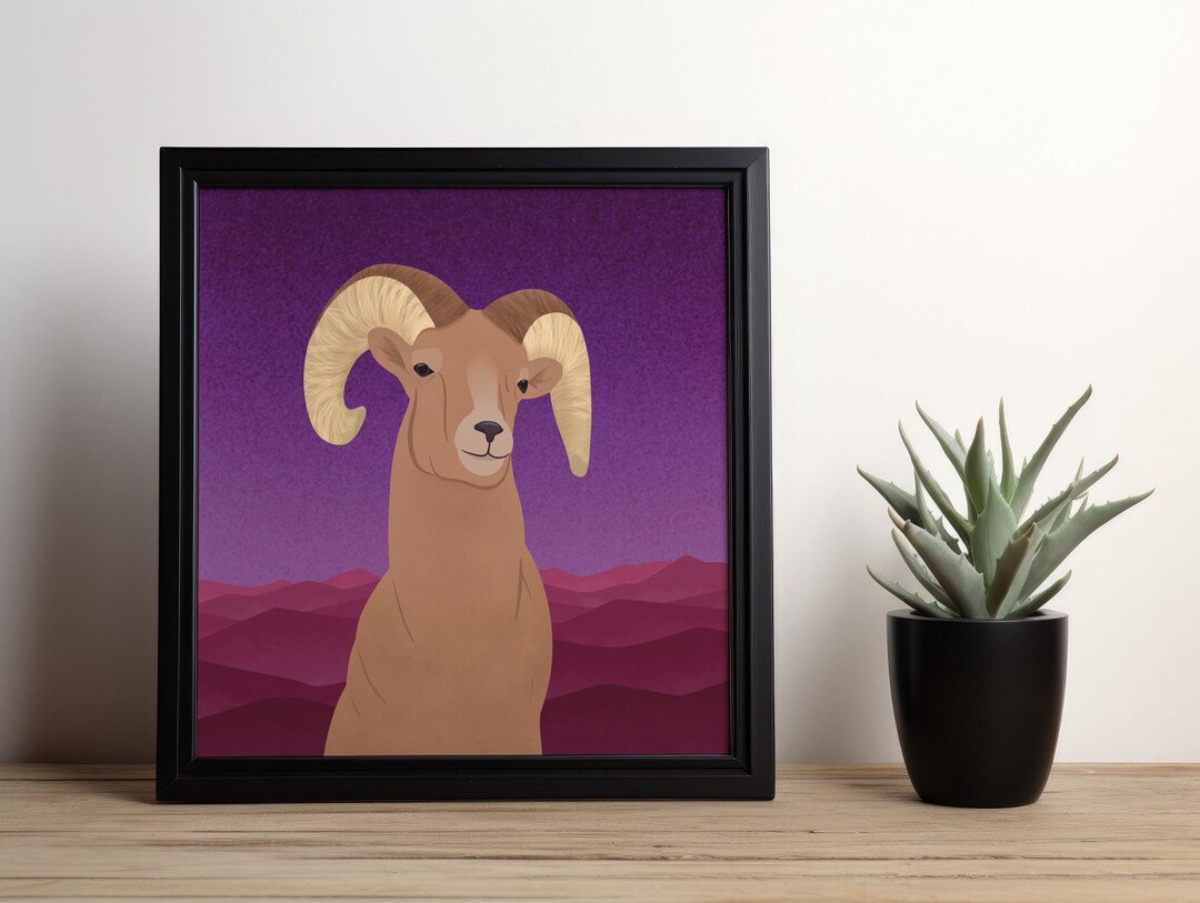 Mountain Ram Print: Digital Drawing (8x8) - Etsy