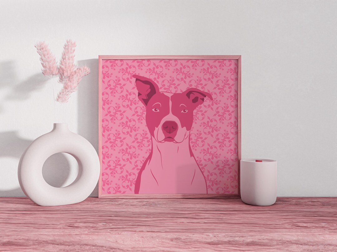 Pink Pit Bull Print - Etsy
