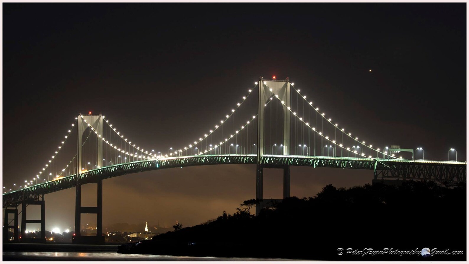 Newport Bridge, Night Sky, Newport, RI, Claiborne Pell, Narragansett ...
