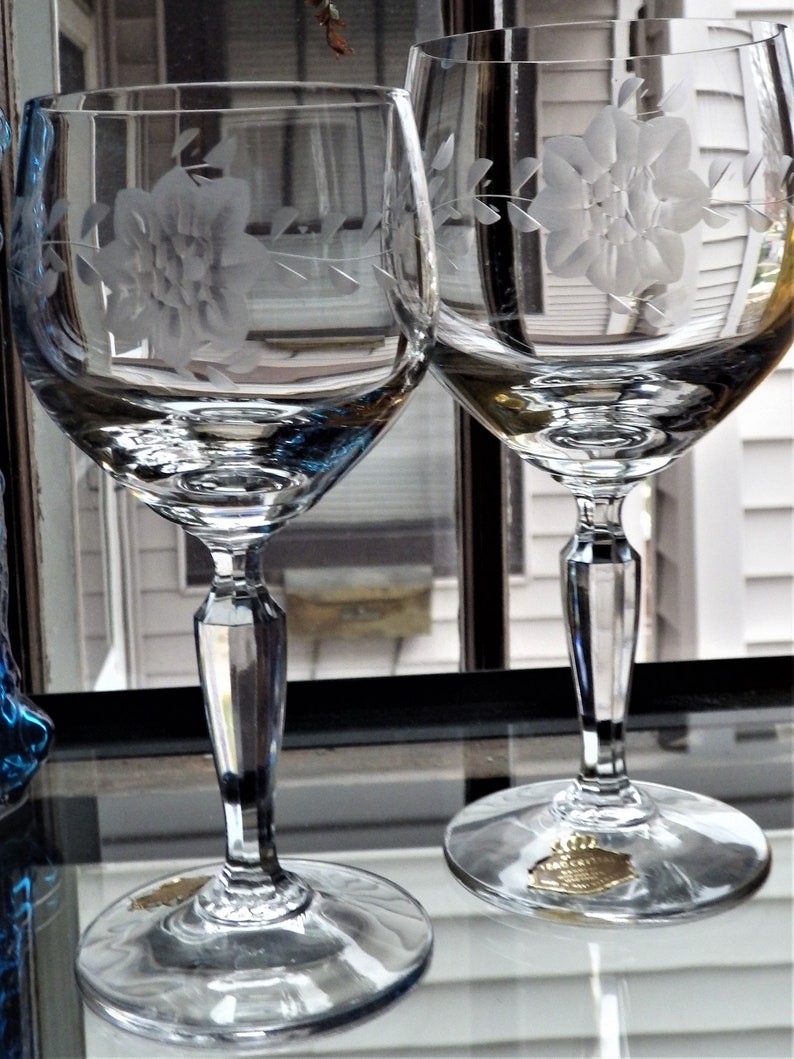 West German Crystal Hand Cut and Blown Wine Glasses and Water - Etsy