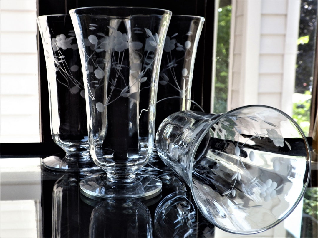 Hand Blown Mid Century Elegant Glassware Footed Tumbler, Scotch and ...