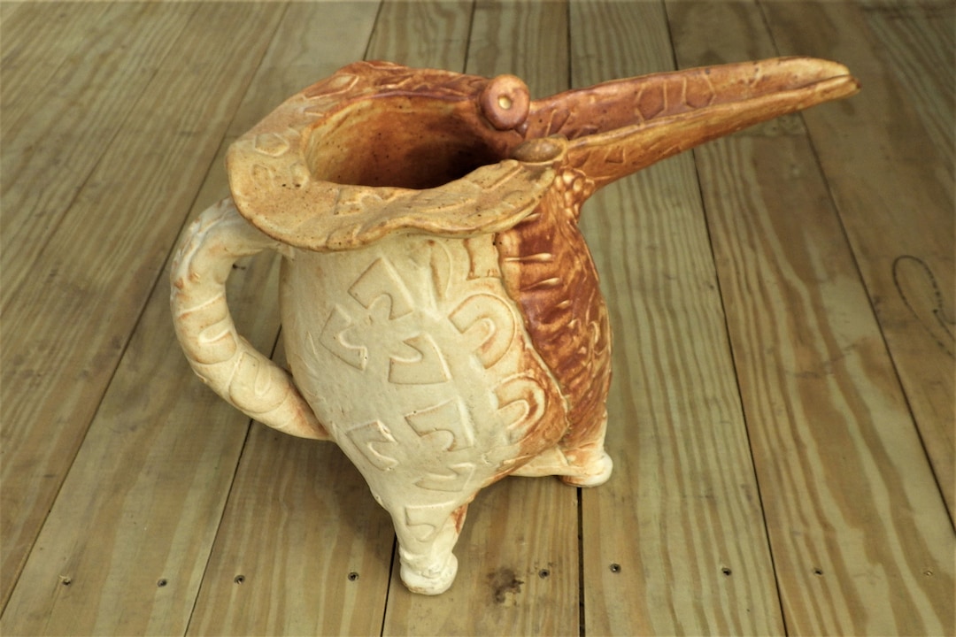 Studio Pottery Pitcher Stylized Ant Eater Bench Built Humorous Ceramics ...