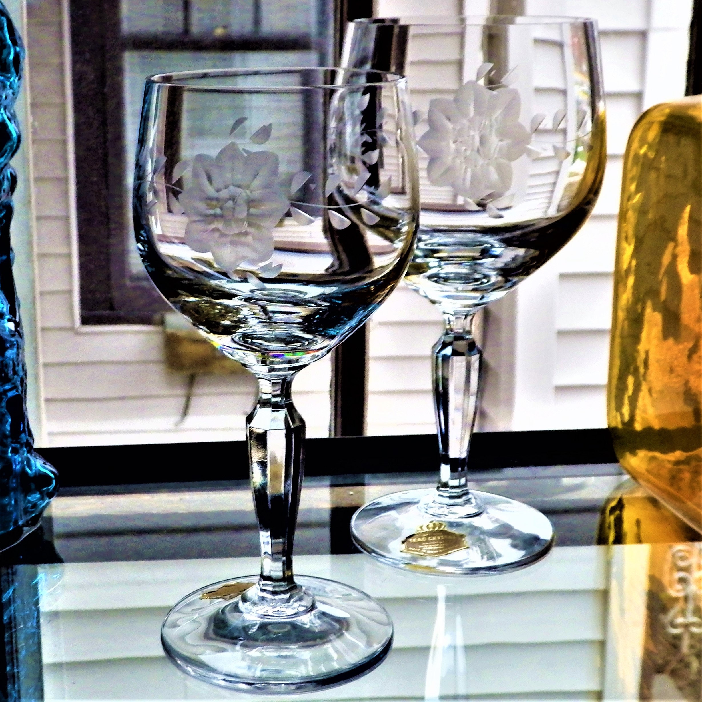 West German Crystal Hand Cut and Blown Wine Glasses and Water - Etsy