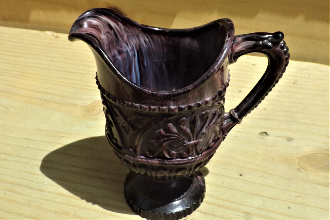 Victorian Era English Slag Glass Miniature Footed Pitcher Sowerby or ...