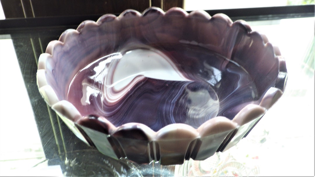 Antique Victorian Majestic Crown/jenny Lind Slag Glass Berry Bowl by ...