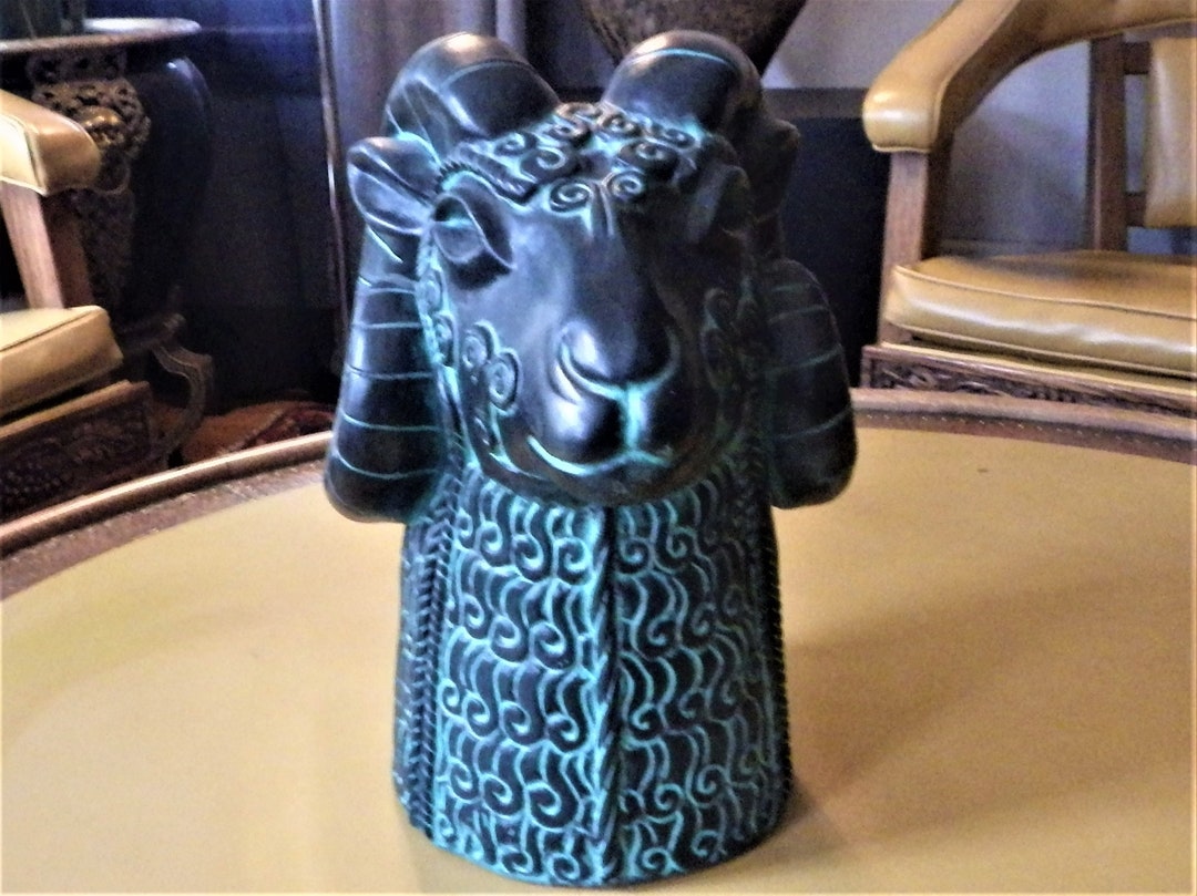 Terra Cotta Aries Rams Head Mid Century Hand Formed Sheepshead Bust - Etsy